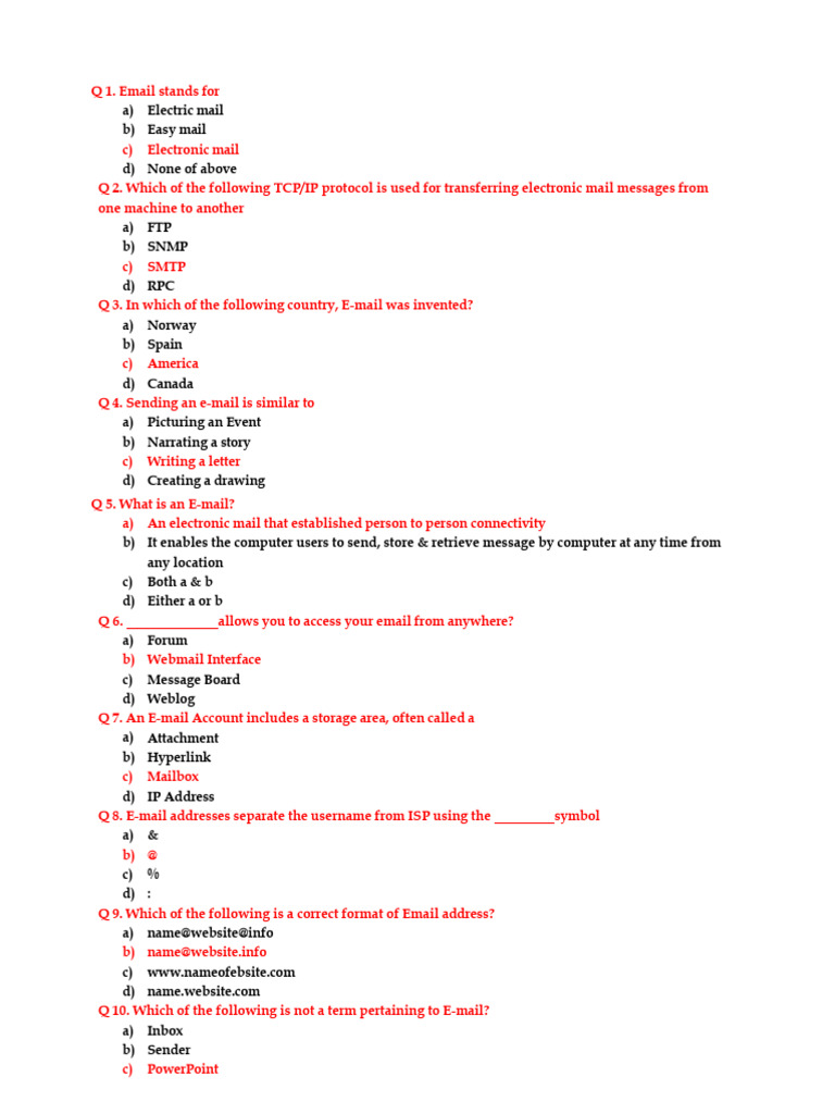 Email Mcqs | PDF