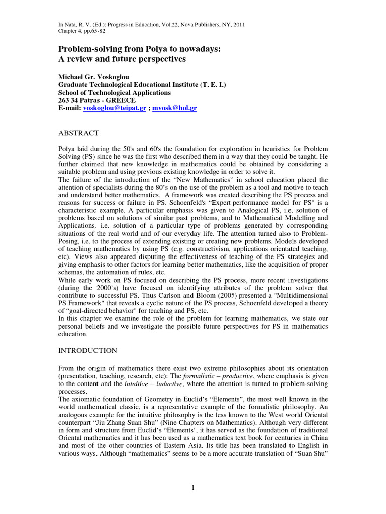Polya's Problem-Solving Legacy in Education | PDF | Mathematics | Knowledge