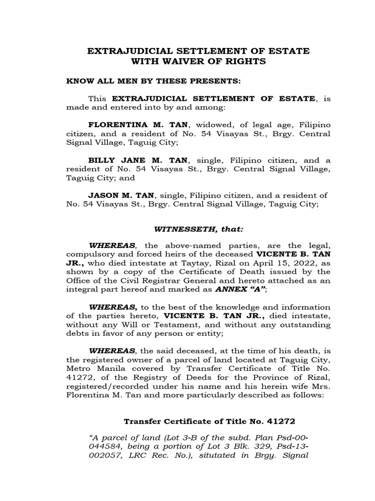 Tan Ejs With Waiver of Rights | PDF | Government | Private Law