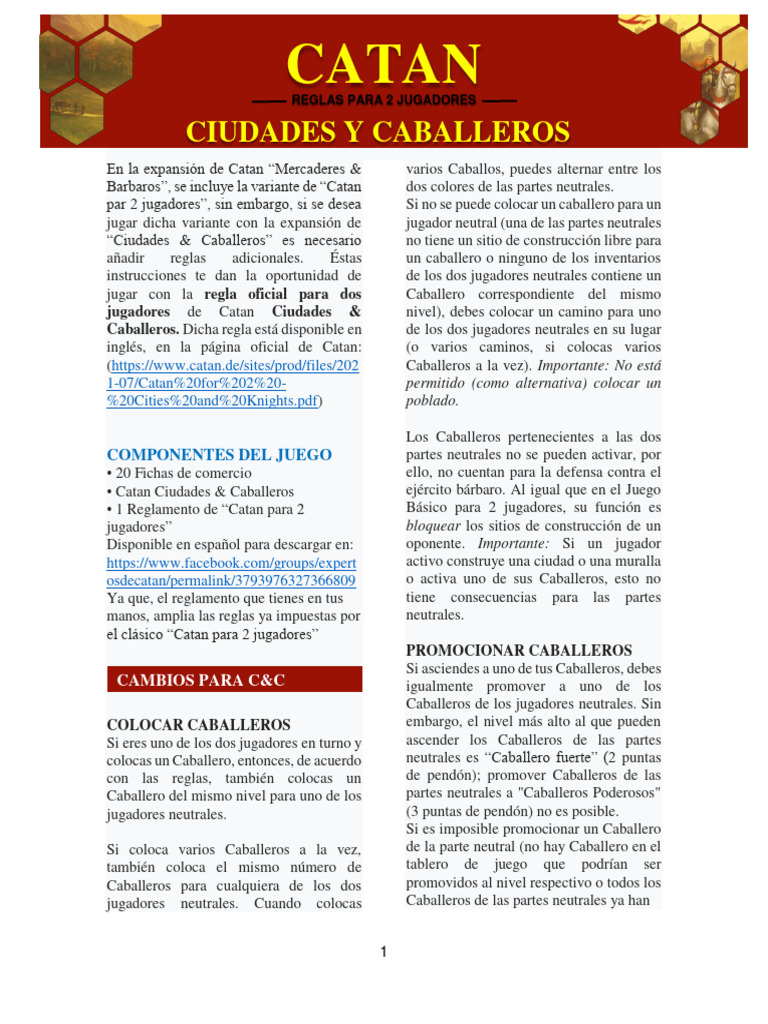 Reglas de Catan para 2 Jugadores | PDF | Comercio