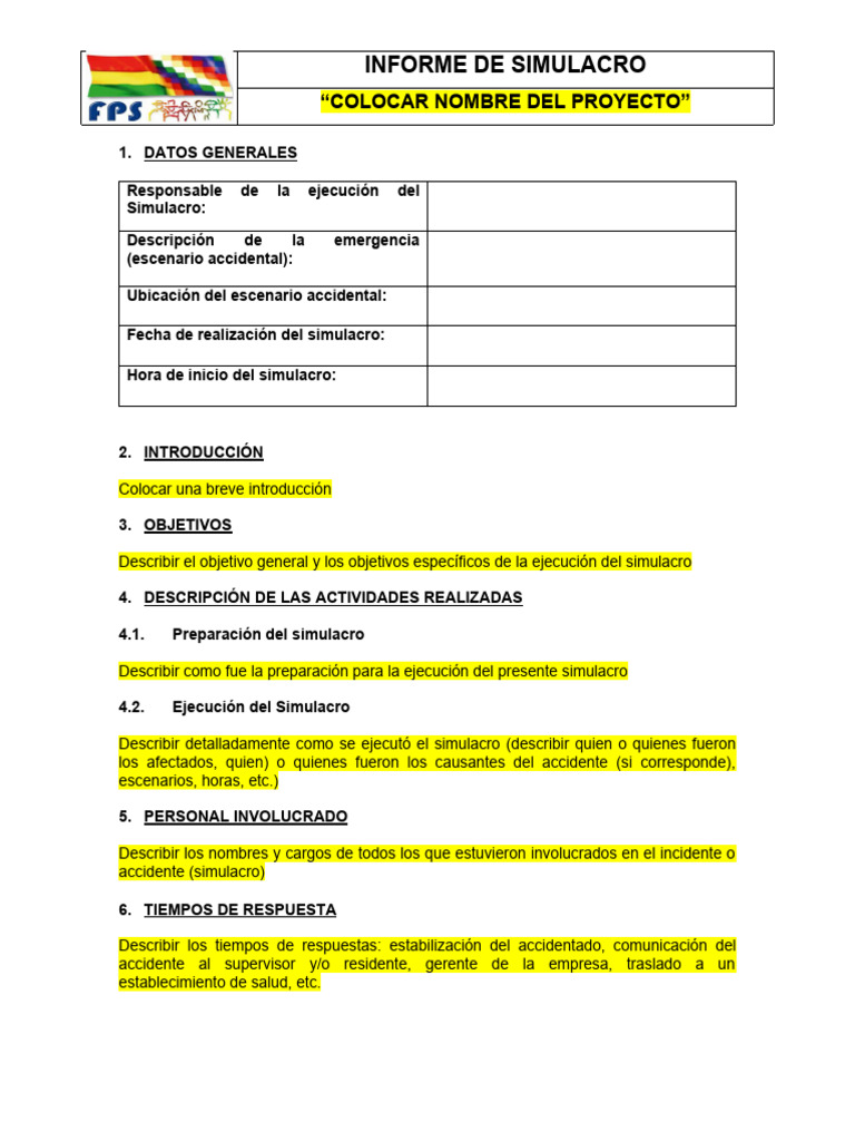 Modelo Informe de Simulacro | PDF