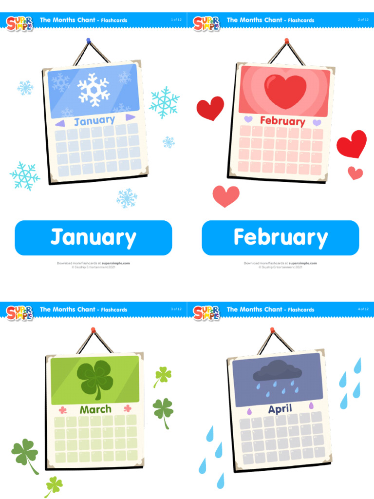 Super Simple Months Flashcards | PDF