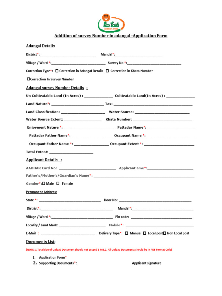 Telangana Land Survey Application Form | PDF | Computing