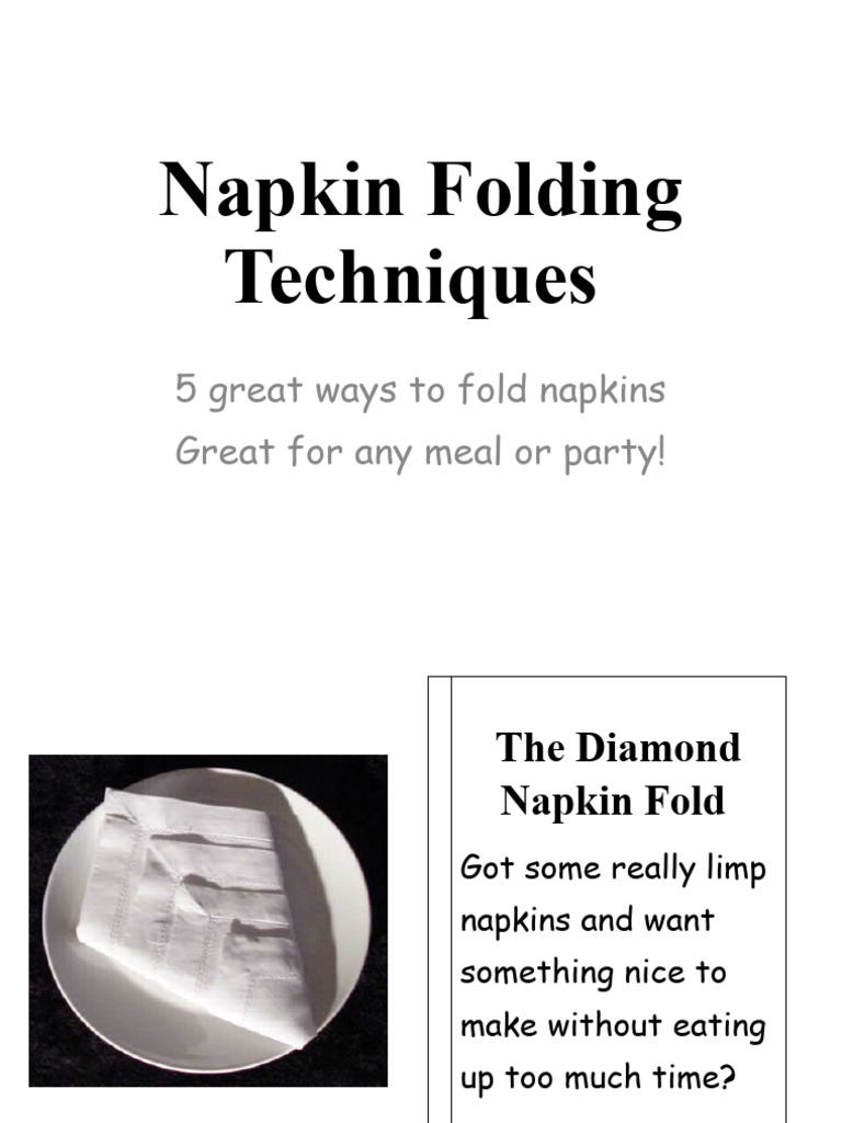 5 Elegant Napkin Folding Techniques | PDF