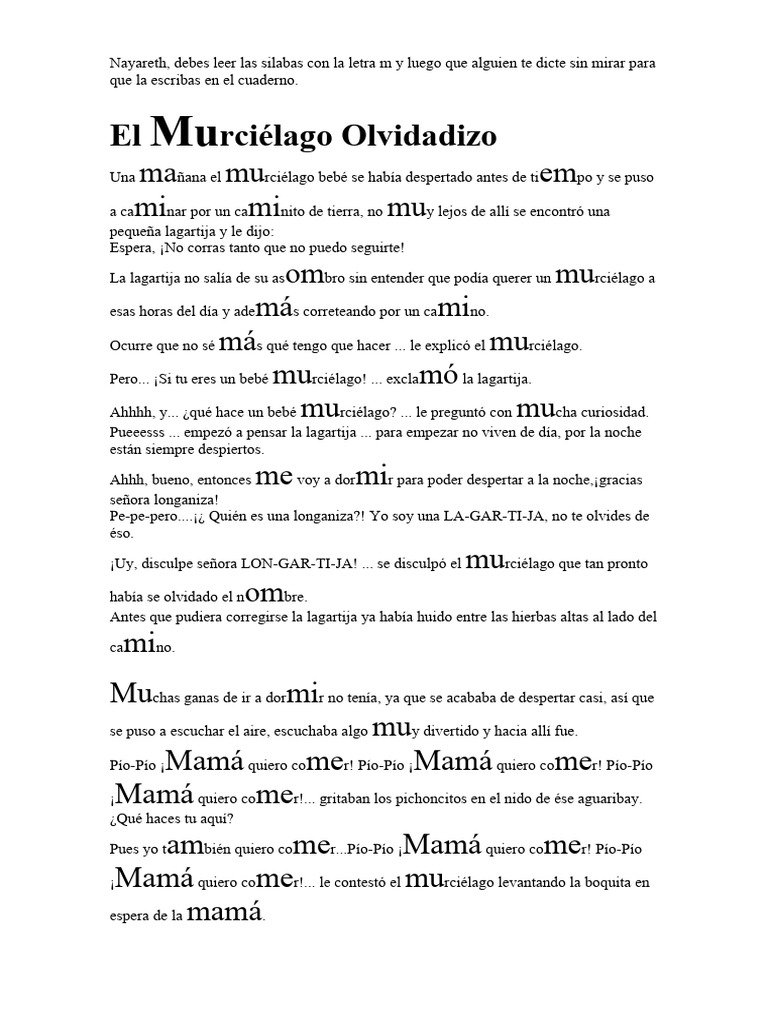 Cuento Letra M | PDF