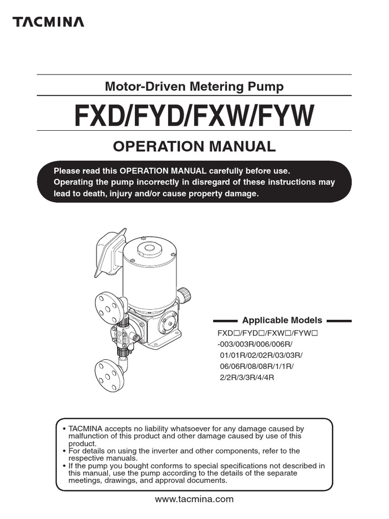 Dosing Pump Tacmina Operation Manual | PDF | Pump | Electrical Wiring