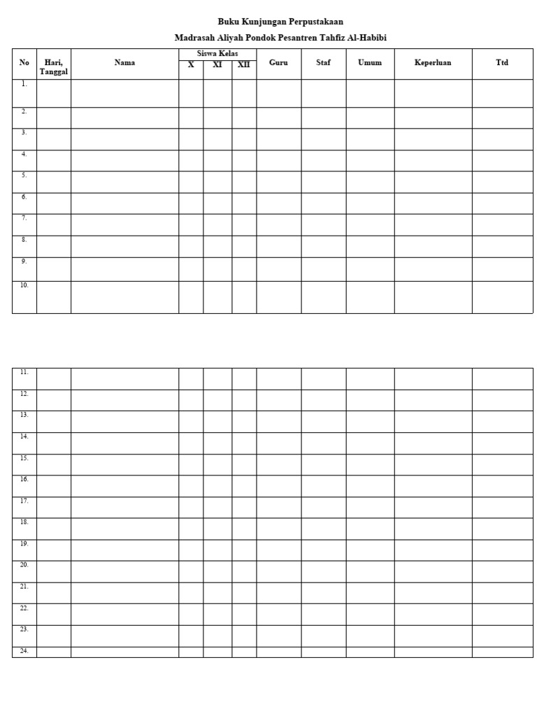 Buku Kunjungan Perpustakaan | PDF