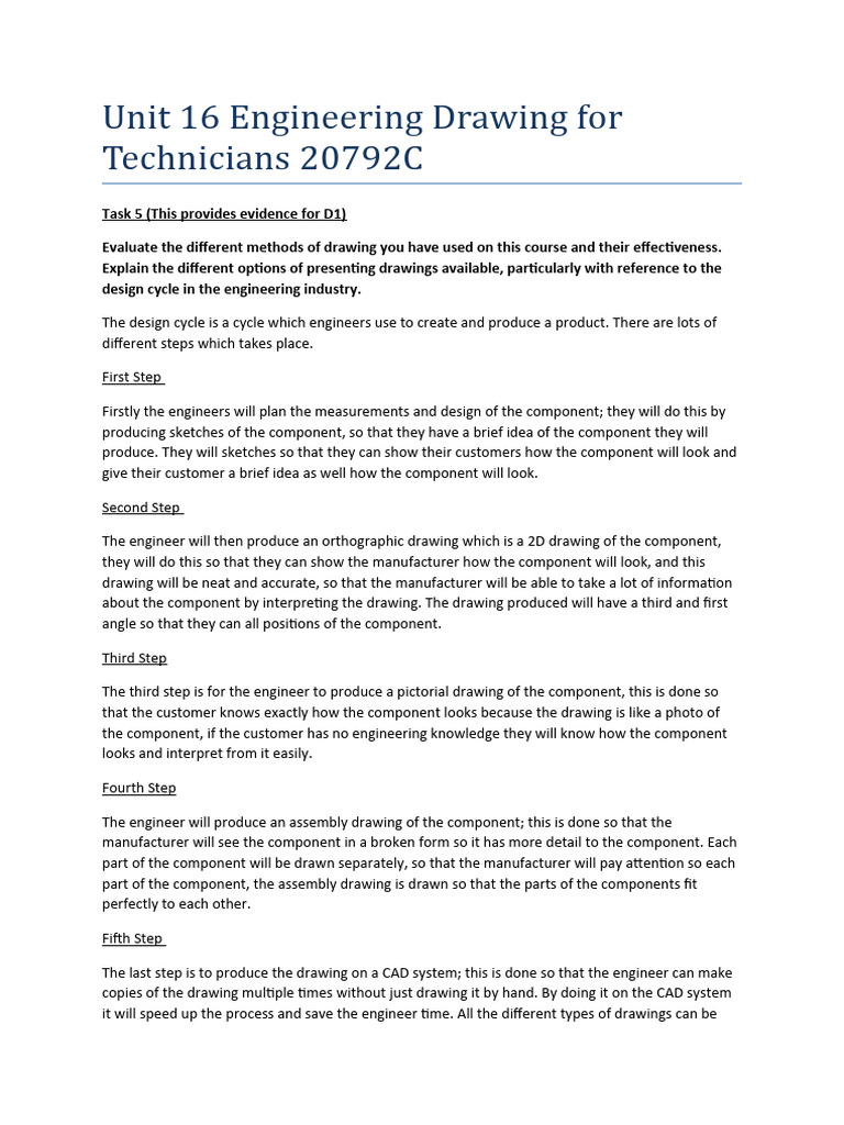 Unit 16 Engineering Drawing For Technicians 207921 D1 | Download Free ...