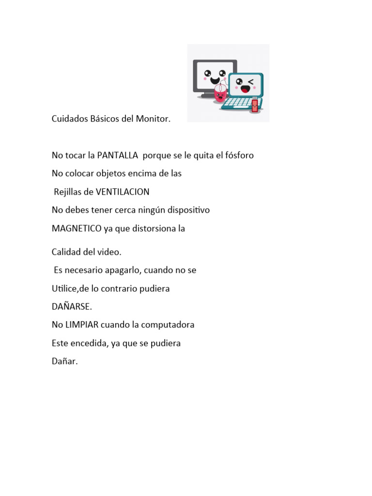 Cuidados Básicos Del Monitor | PDF