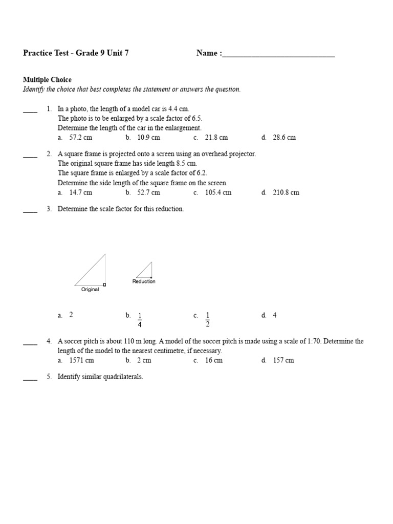 grade 9 unit 7 | PDF | Length | Geometry