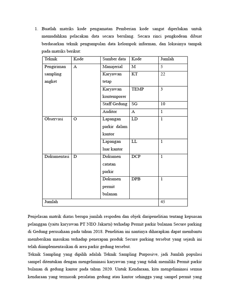 Buatlah Matriks Kode Pengamatan Pemberian Kode Sangat Diperlukan Untuk Memudahkan Pelacakan Data ...