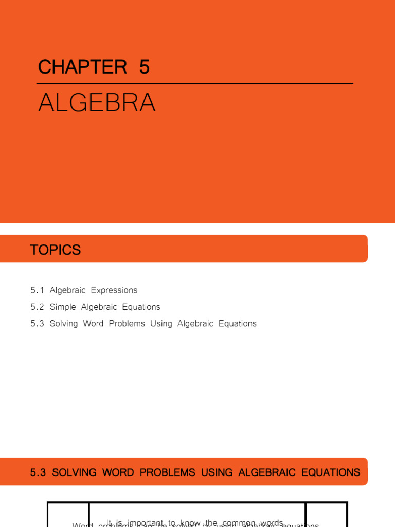 Solving Word Problems Using Algebraic Equations | PDF