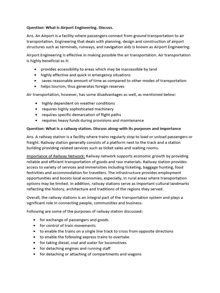 Transportation Engineering-1 | PDF | Train | Train Station