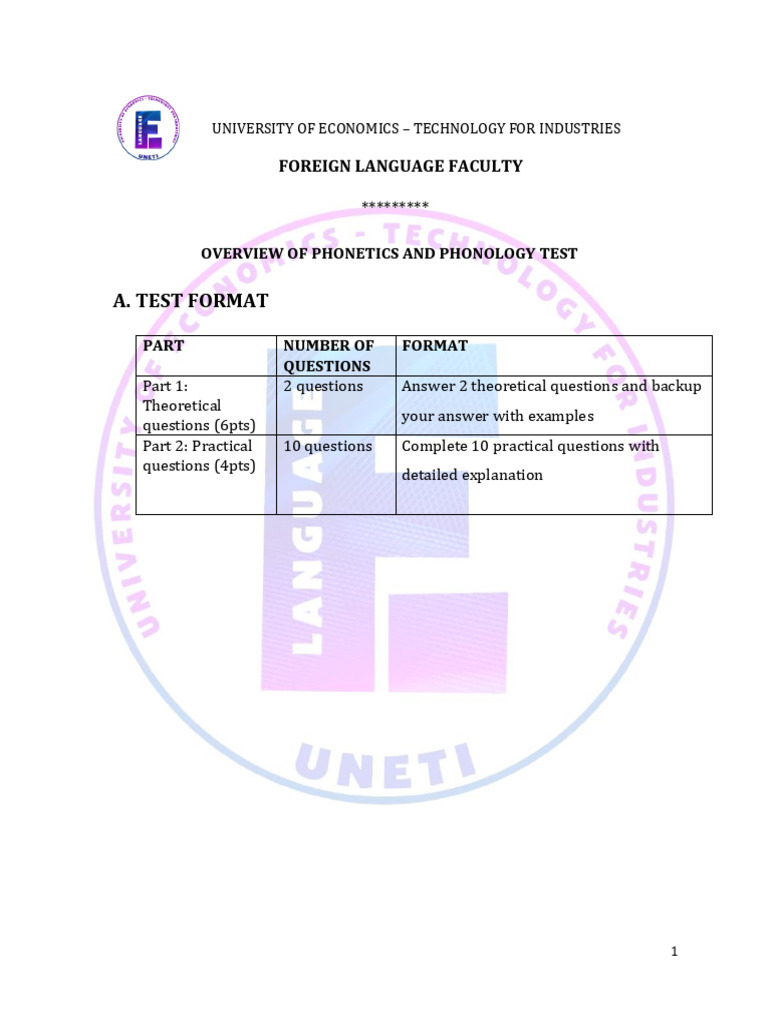 Phonetics and Phonology Test Overview | PDF | Phoneme | Consonant