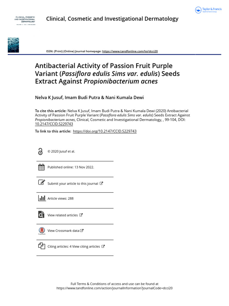 Antibacterial Activity of Passion Fruit Purple Variant Passiflora Edulis Sims Var. Edulis Seeds ...