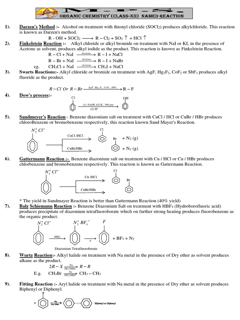 Overview of Key Organic Reactions | PDF | Ether | Amine