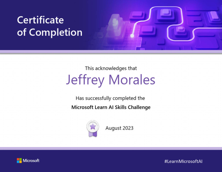 Microsoft Learn AI Skills Challenge - Certificate of Completion - EN-US ...
