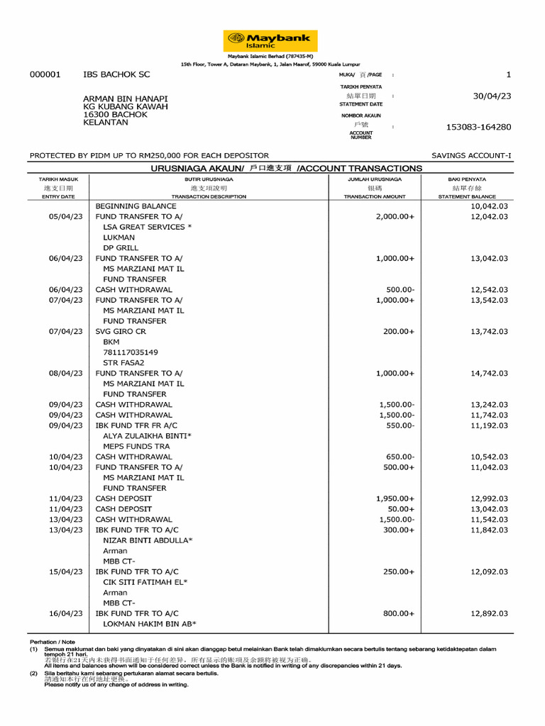 Maybank Statement | PDF