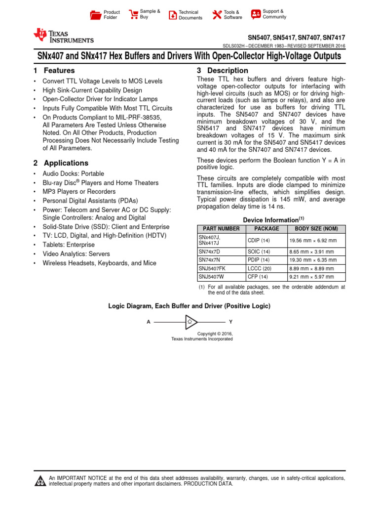SN 7407 | PDF | Computers