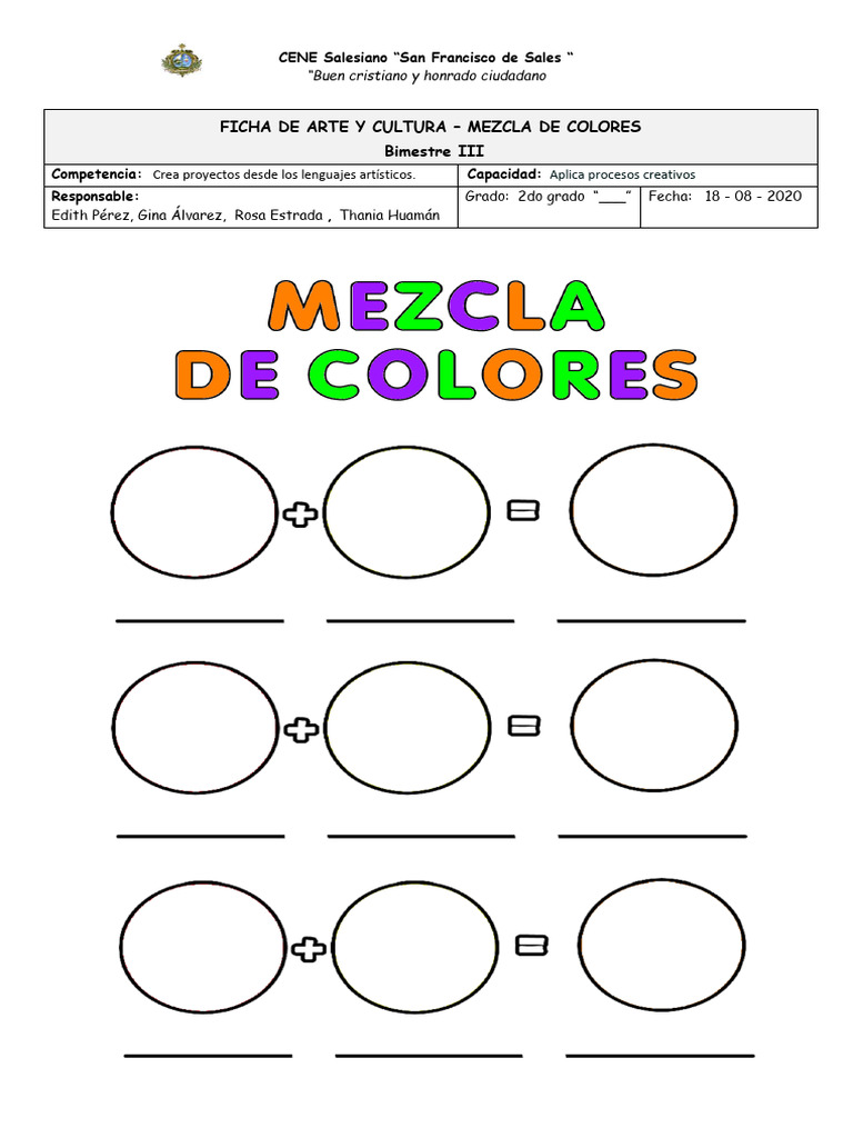 Actividades de mezcla de colores para niños | PDF