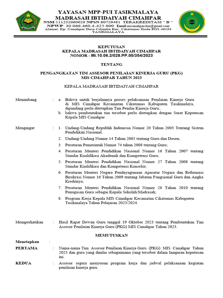 SK Tim PKG 2014 Cigugur | PDF