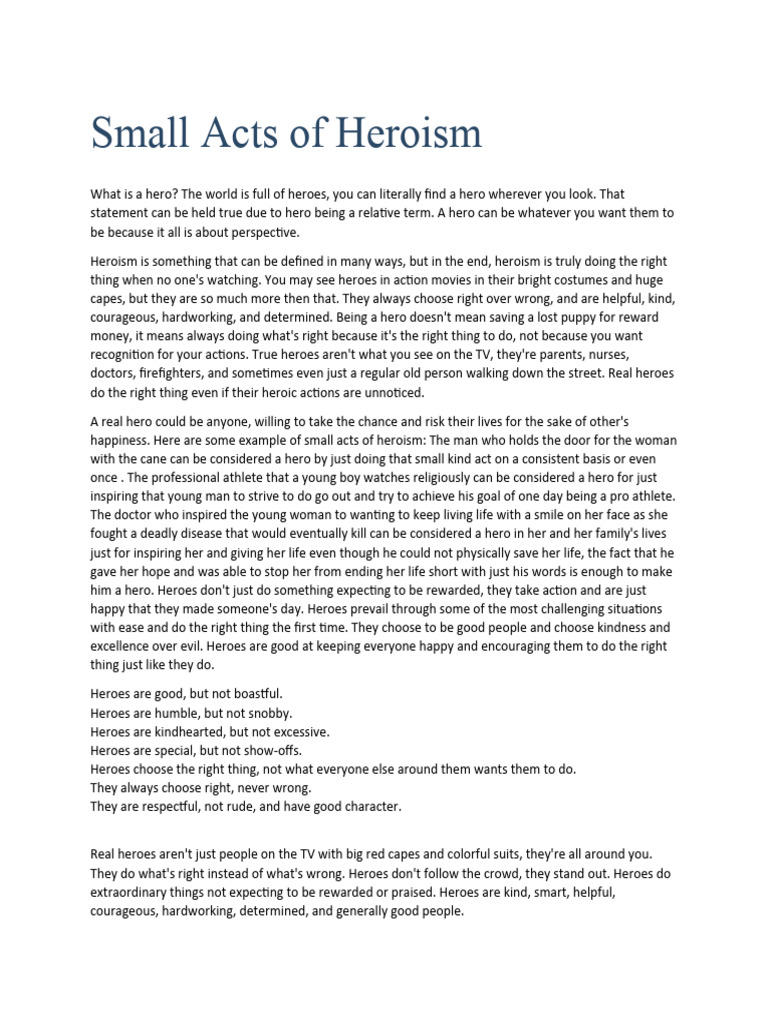 Small Act of Heroism | PDF | Hero