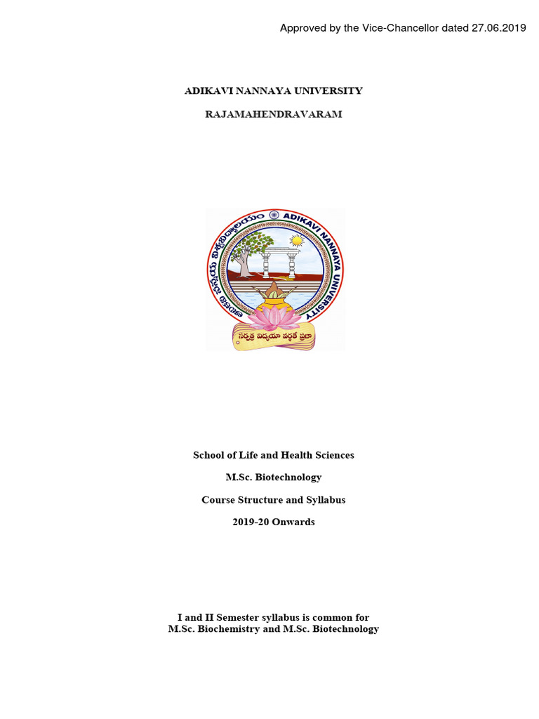 M.SC Biotechnology Syllabus - 2019 - 2020 | PDF | Biotechnology | Life ...
