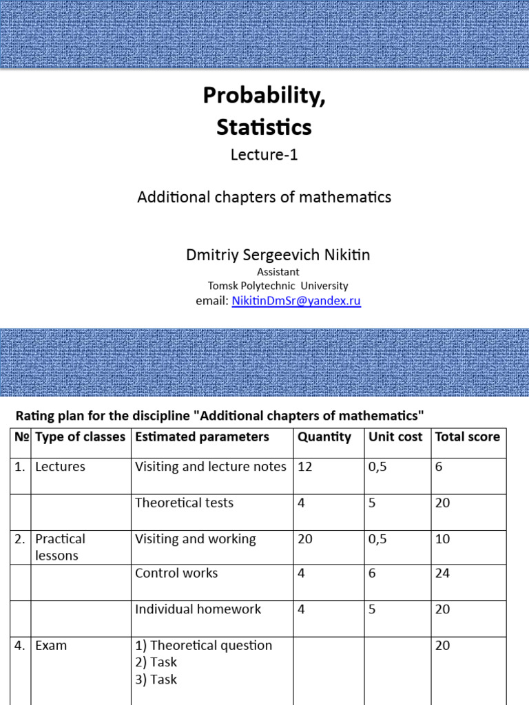 Probability and Statistics 1 | PDF | Probability Distribution | Random ...
