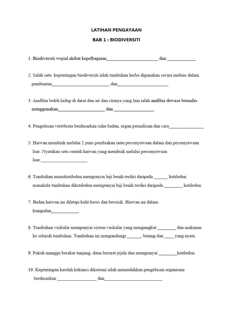 LATIHAN PENGAYAAN Sns Ting 2 Bab 2 | PDF