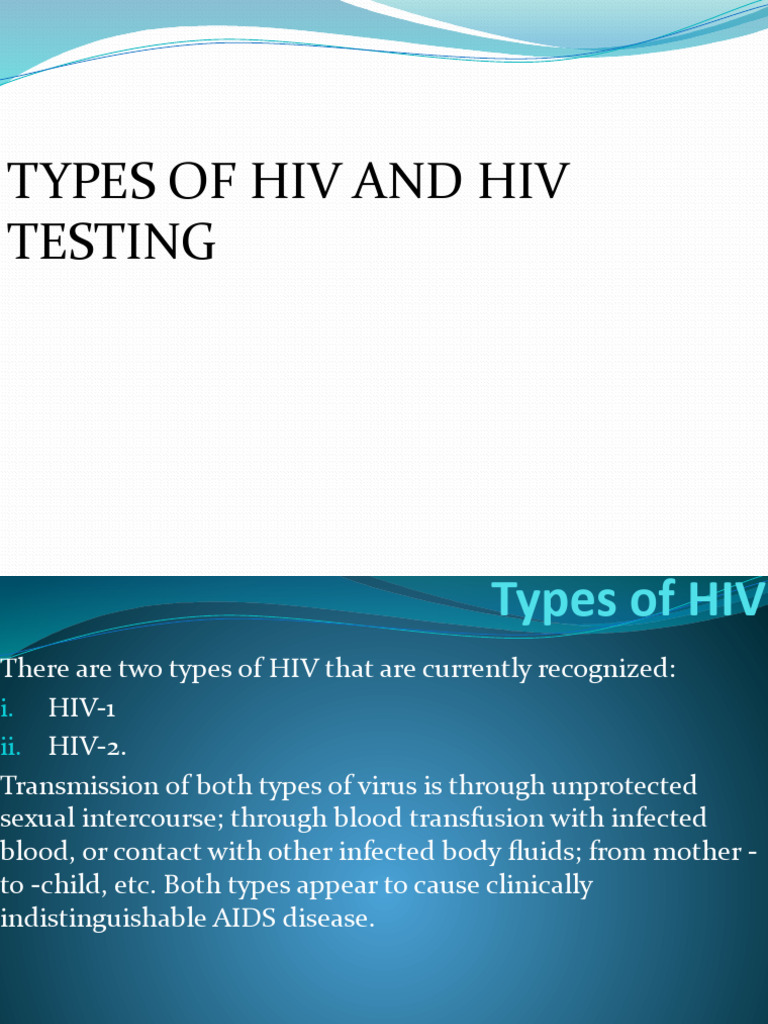 Types of HIV and Testing Methods | PDF | Hiv | Diagnosis Of Hiv/Aids