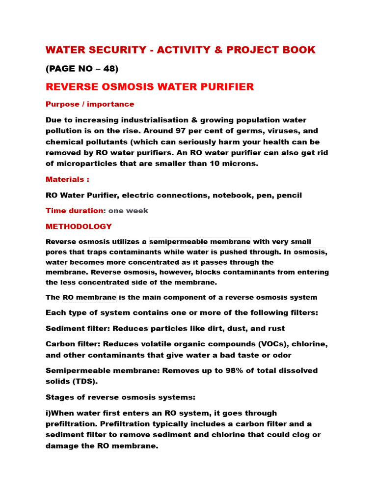 STD 10 Water Security - Activity - 4 - (2ND Term) | PDF | Water ...