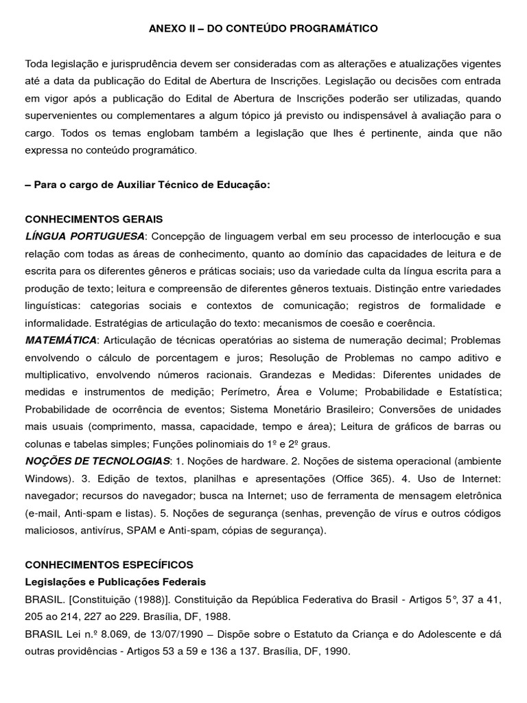 Conteudo Programatico Concurso Sme SP 1 | PDF