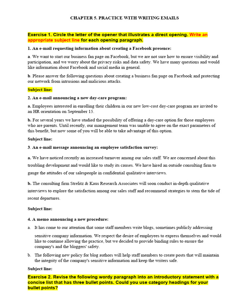 Chapter 5 Writing Emails 1 | Download Free PDF | Facebook