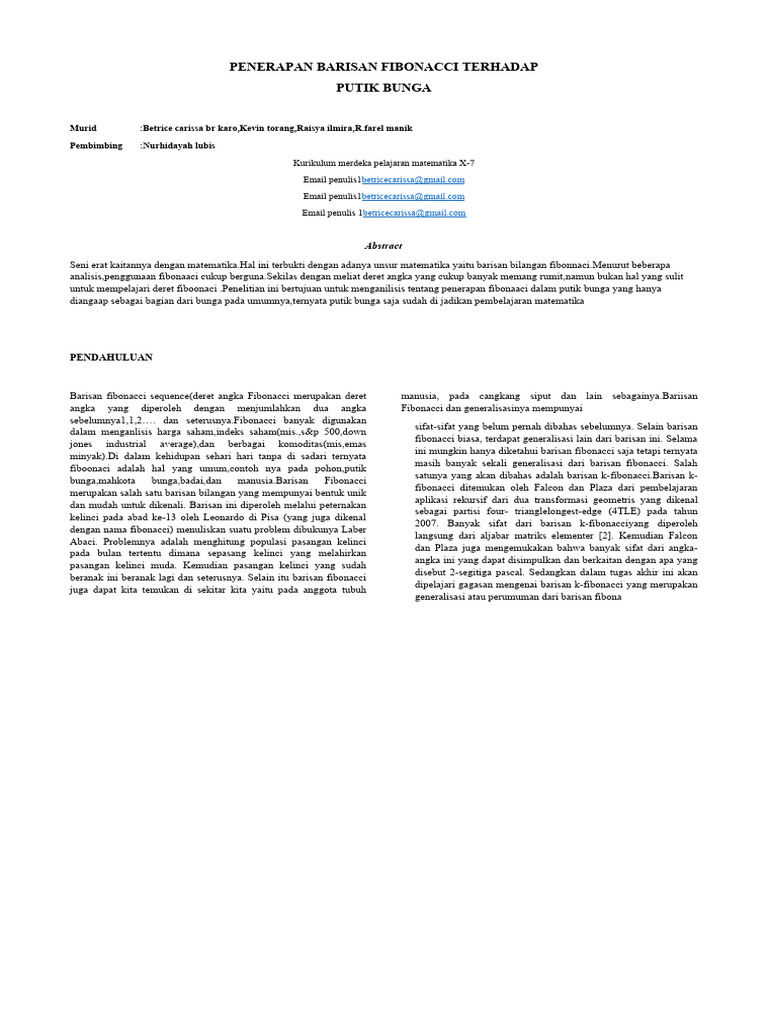 Penerapan Barisan Fibonacci Terhadap | PDF