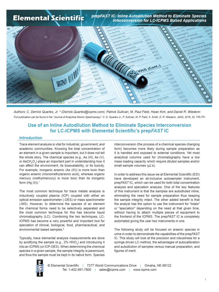 Inline Autodilution for Arsenic Speciation | PDF | Detection Limit ...