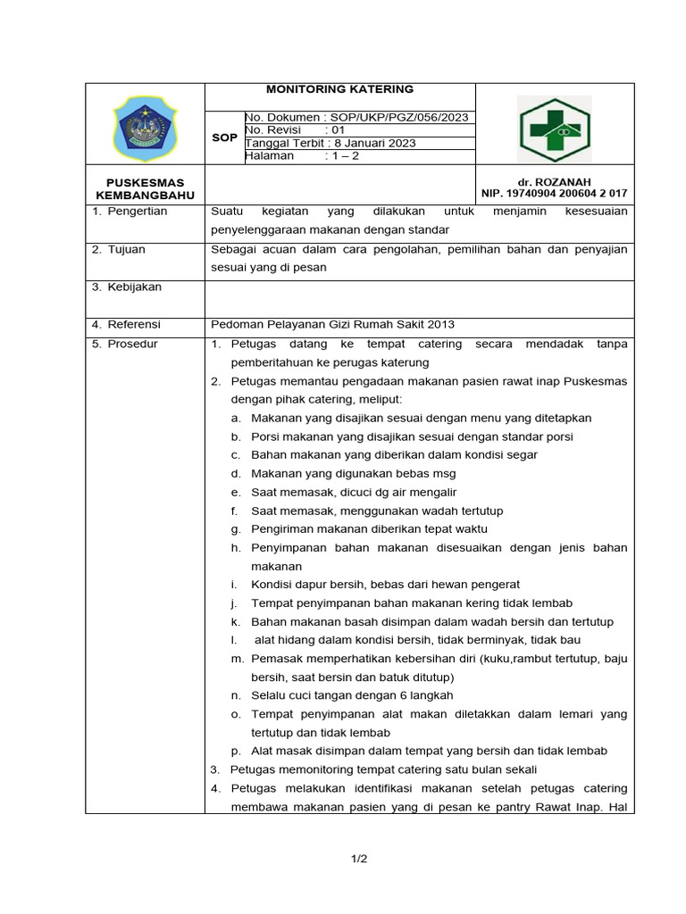 New Sop Monev Catering | PDF