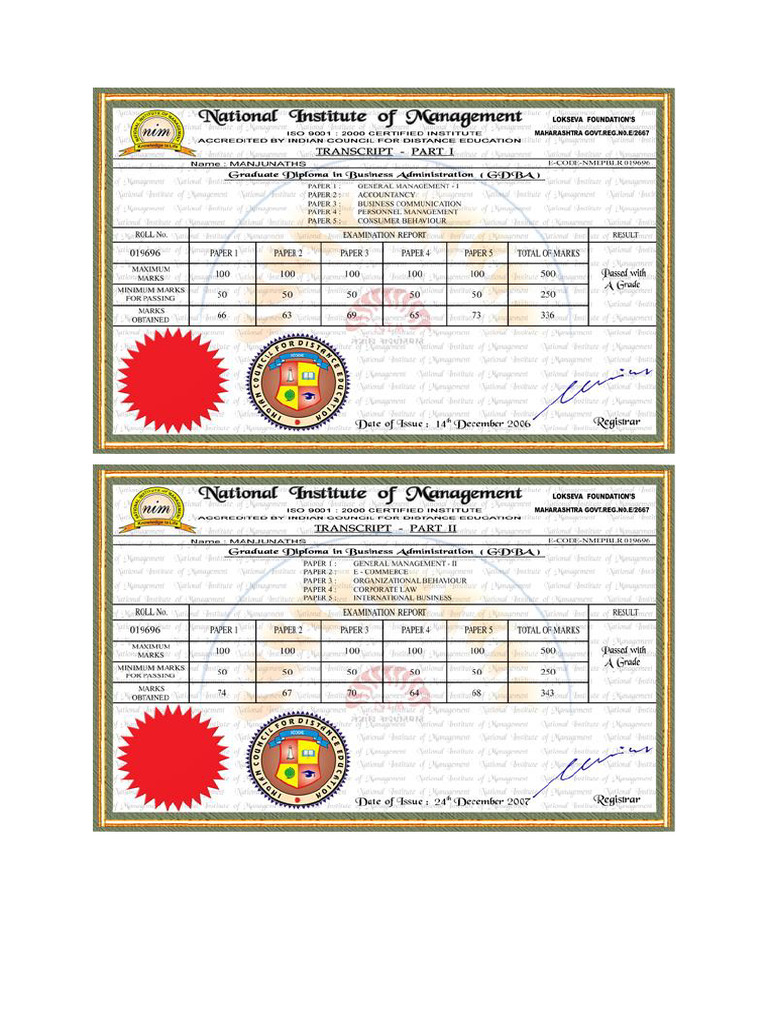 Diploma Marks Carrds | PDF