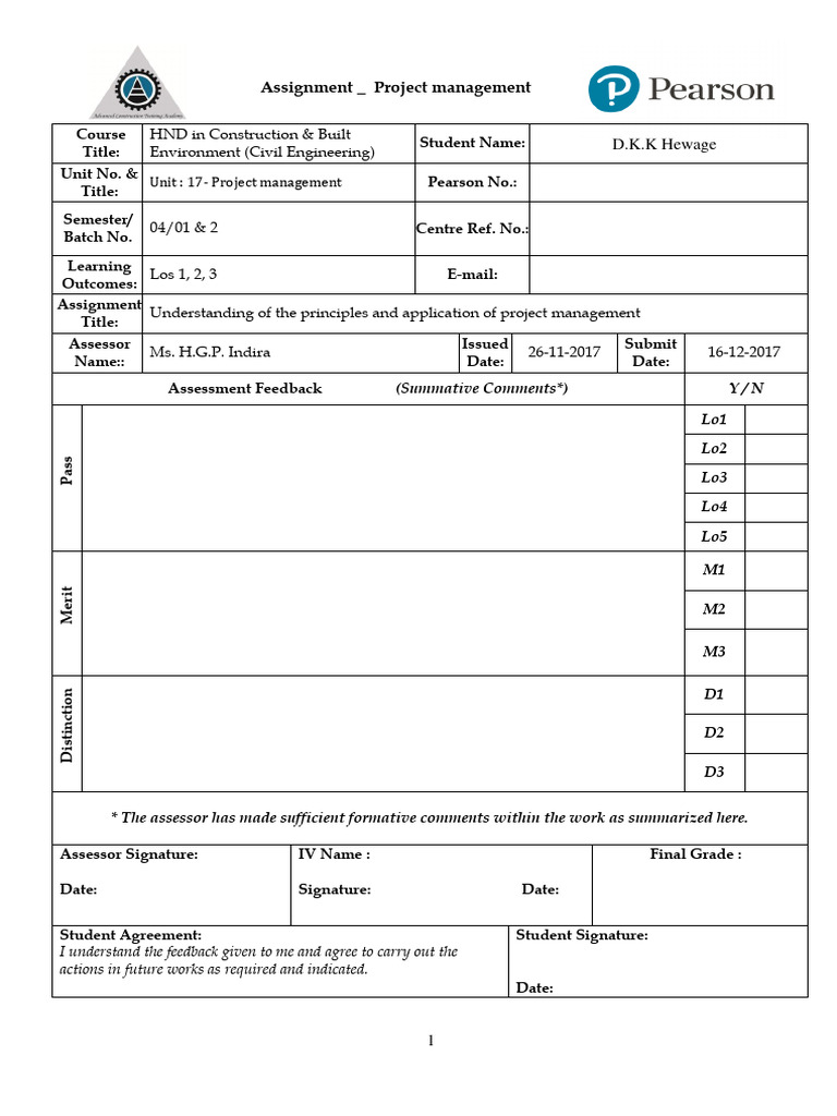 Assignment - Project Management 1 | PDF | Project Management | Evaluation