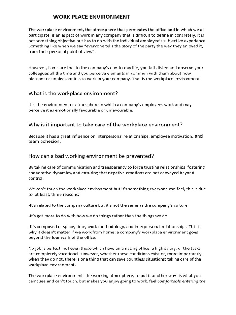 The Workplace Environment.1 | PDF | Human Factors And Ergonomics ...