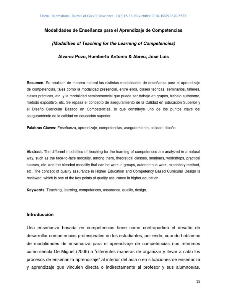 Modalidades de Aprendizaje | PDF | Maestros | Aprendizaje