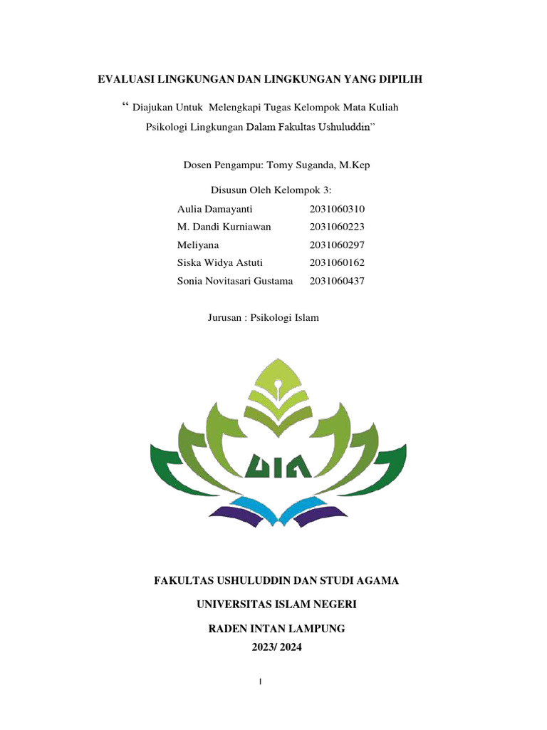 Evaluasi Lingkungan dalam Psikologi | PDF