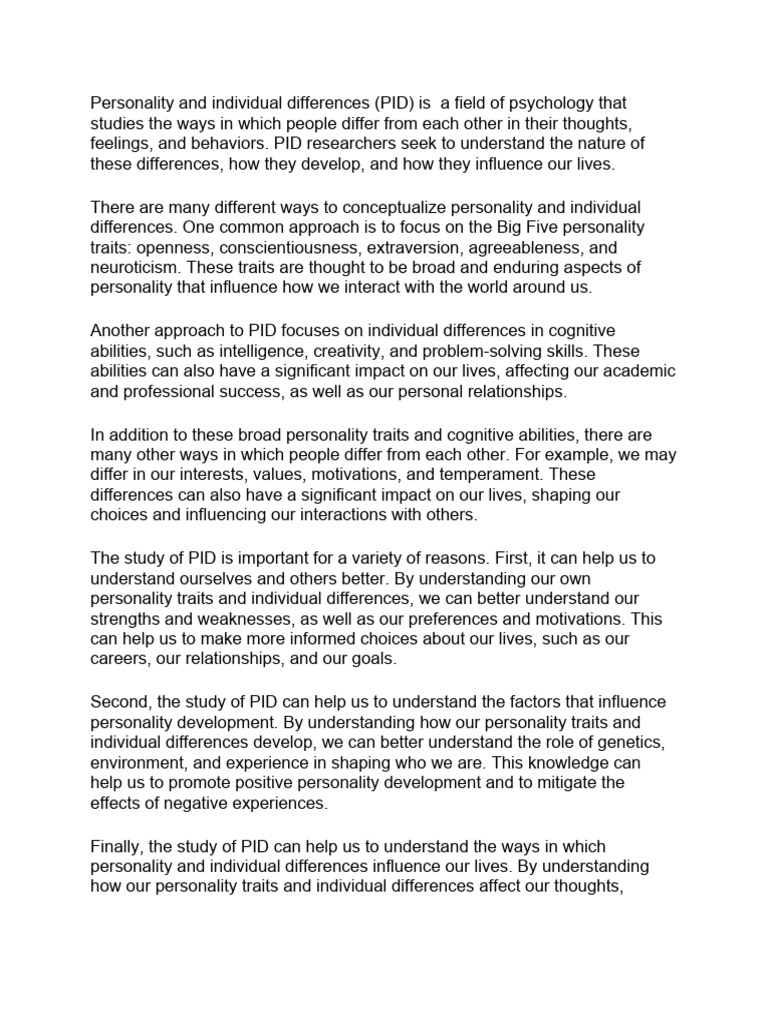 Personality and individual differences | PDF