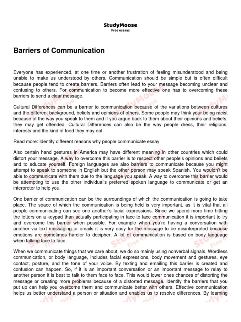 Barriers of Communication | PDF | Communication | Body Language