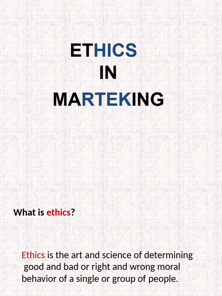 Ethics in Marketing | Download Free PDF | Marketing | Consumer Protection