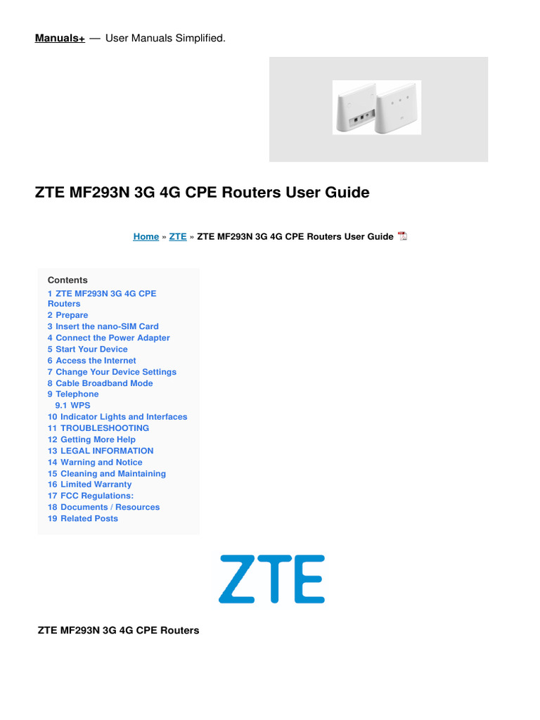 mf293n 3g 4g Cpe Routers Manual | PDF | Customer Premises Equipment | Computer Network