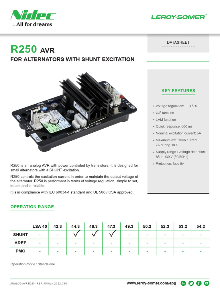 R250 Avr | PDF | Electrical Equipment | Electromagnetism