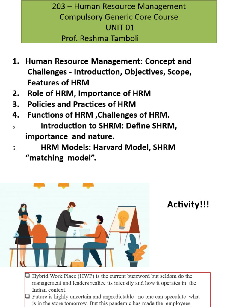 Unit 1 HRM | Download Free PDF | Human Resource Management | Strategic Management