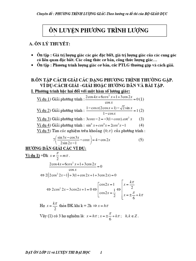 Bu I 6 Công TH C Và PT Lư NG Giác Nâng Cao Hay | PDF