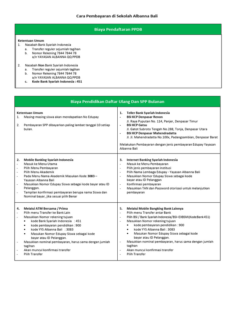 Pembayaran Edupay di Albanna Bali | PDF