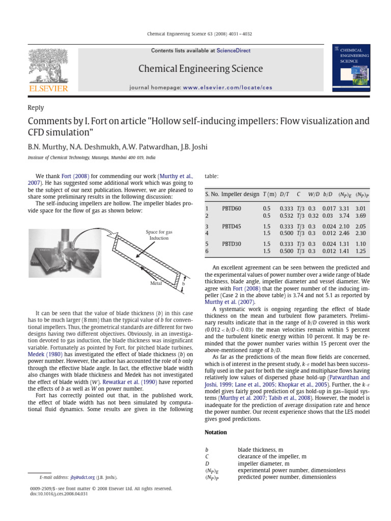 Comments by I. Fort On Article - Hollow Self-Inducing Impellers Flow Visualization and CFD ...